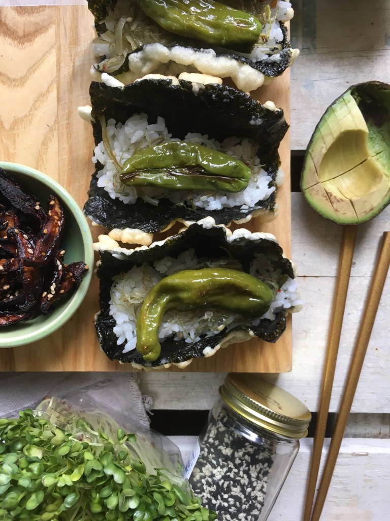 Sushi Tacos // ++Tempura Frying Nori | Eat More Plants.
