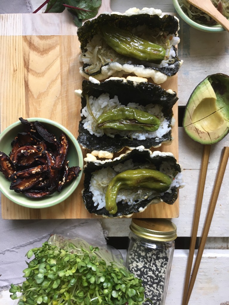 Sushi Tacos // ++Tempura Frying Nori | Eat More Plants.
