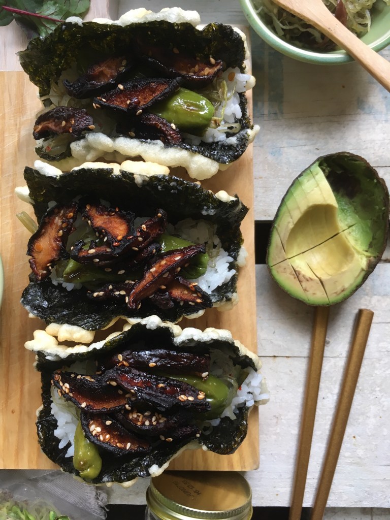 Sushi Tacos // ++Tempura Frying Nori | Eat More Plants.